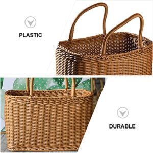 HEALLILY African Market Basket Flower Basket Large Oval Woven Straw Basket with Handle Grocery Bag Shopping Bag Home Storage Organizer