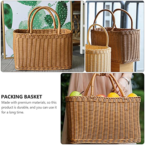 HEALLILY African Market Basket Flower Basket Large Oval Woven Straw Basket with Handle Grocery Bag Shopping Bag Home Storage Organizer