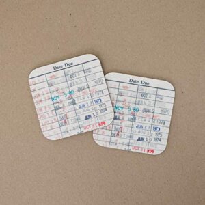 Vintage Library Due Date Card Coaster Set