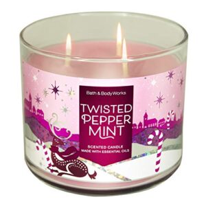 white barn bath and body works, 3-wick candle w/essential oils – 14.5 oz – 2020 holidays scents! (twisted peppermint)