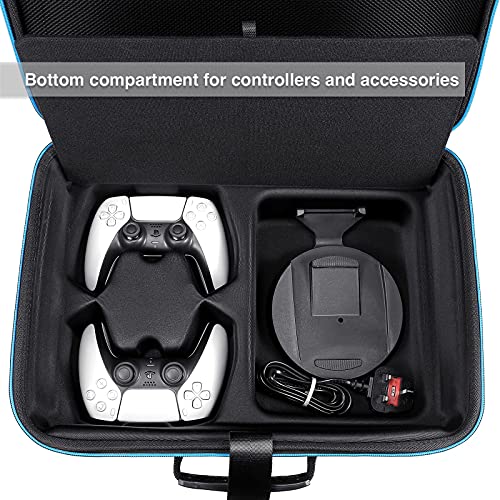 Zadii Hard Shell Carrying Case Compatible with PS5, Protective Travel Bag Holds PlayStation 5 Console, DualSense Controllers, Base and Other Accessories