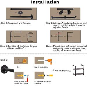 LoftPaipes Industrial Pipe Shelf Wall Mounted,24in 2 Tier Rustic Metal Floating Shelves,Steampunk Real Wood Book Shelves,DIY Bookshelf Hanging Wall Shelves,Farmhouse Kitchen Bar Shelving