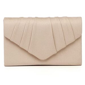 labair women’s evening handbags pleated suede evening bag velvet clutch bag wedding bridal dress purse. (nude)