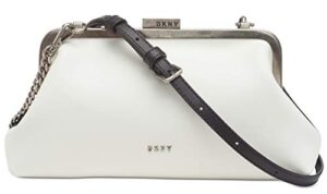 dkny farrah leather black & white clutch