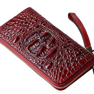 PIJUSHI Embossed Crocodile Handbags for Ladies Designer Purses Top Handle Shoulder Bag Bundle with Wristlet Wallet For Women Crocodile Leather Wallet Ladies Clutch Purses