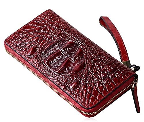 PIJUSHI Embossed Crocodile Handbags for Ladies Designer Purses Top Handle Shoulder Bag Bundle with Wristlet Wallet For Women Crocodile Leather Wallet Ladies Clutch Purses