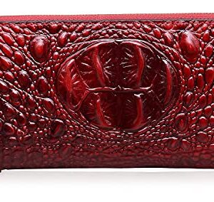 PIJUSHI Embossed Crocodile Handbags for Ladies Designer Purses Top Handle Shoulder Bag Bundle with Wristlet Wallet For Women Crocodile Leather Wallet Ladies Clutch Purses