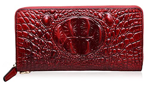 PIJUSHI Embossed Crocodile Handbags for Ladies Designer Purses Top Handle Shoulder Bag Bundle with Wristlet Wallet For Women Crocodile Leather Wallet Ladies Clutch Purses