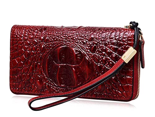 PIJUSHI Embossed Crocodile Handbags for Ladies Designer Purses Top Handle Shoulder Bag Bundle with Wristlet Wallet For Women Crocodile Leather Wallet Ladies Clutch Purses