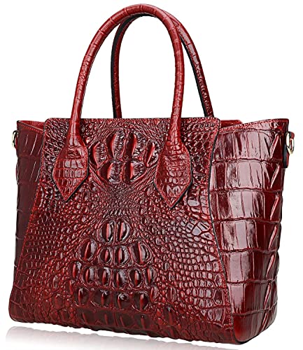 PIJUSHI Embossed Crocodile Handbags for Ladies Designer Purses Top Handle Shoulder Bag Bundle with Wristlet Wallet For Women Crocodile Leather Wallet Ladies Clutch Purses