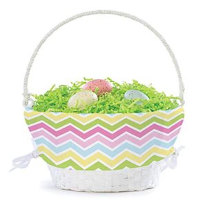 Personalized Easter Egg Basket For Her with Handle and Custom Name | Chevron Easter Basket Liners | White Basket | Woven Easter Baskets for Kids | Customized Easter Basket | Gift for Easter