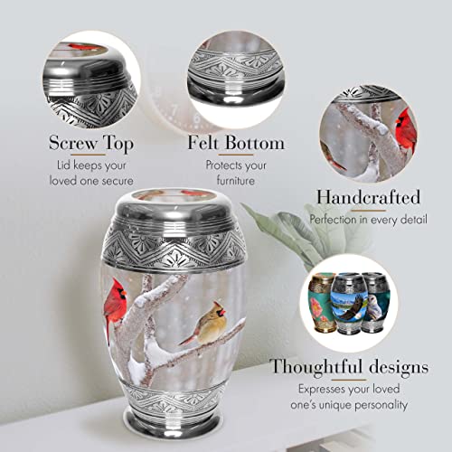 Cozy Cardinal Urn - Urns for Ashes Adult Male for Funeral, Burial, or Niche Cremation Urns for Adult Ashes - Urns for Human Ashes - Large, XL or Keepsakes