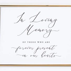 In Loving Memory Sign for Wedding White Sign with Black Lettering Printed on Professional Thick Linen Cardstock White Wedding Decoration UNFRAMED Elegant Minimalist Style