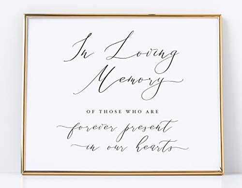 In Loving Memory Sign for Wedding White Sign with Black Lettering Printed on Professional Thick Linen Cardstock White Wedding Decoration UNFRAMED Elegant Minimalist Style