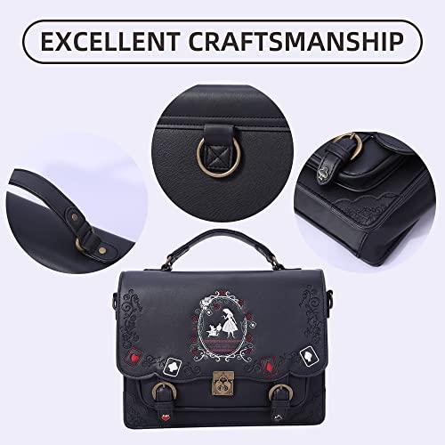 HYID Handbag Satchel Bag Shoulder Bag and Crossbody Bag and Purse for women Backpack Vintage Messenger Bag for Girls, Black