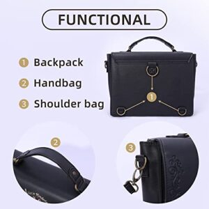 HYID Handbag Satchel Bag Shoulder Bag and Crossbody Bag and Purse for women Backpack Vintage Messenger Bag for Girls, Black