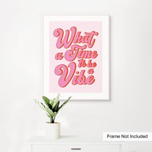 Saturdays Co. Pink Wall Art Print - 12 x 16 inch (UNFRAMED), Posters for Room Aesthetic, Trendy Decor Teen Girls, Bedroom Decor, Prints, Living Room, Apartment, Dorm, and more (What a Time)