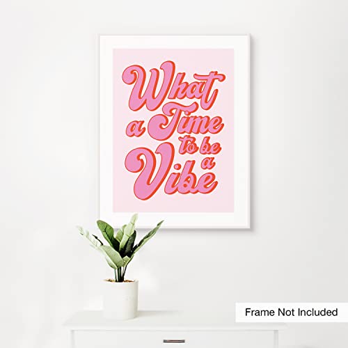 Saturdays Co. Pink Wall Art Print - 12 x 16 inch (UNFRAMED), Posters for Room Aesthetic, Trendy Decor Teen Girls, Bedroom Decor, Prints, Living Room, Apartment, Dorm, and more (What a Time)