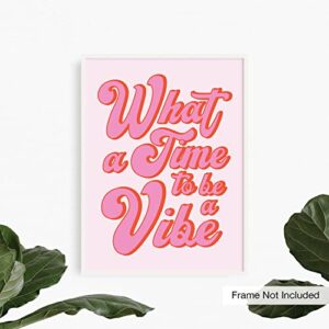 Saturdays Co. Pink Wall Art Print - 12 x 16 inch (UNFRAMED), Posters for Room Aesthetic, Trendy Decor Teen Girls, Bedroom Decor, Prints, Living Room, Apartment, Dorm, and more (What a Time)