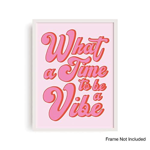 Saturdays Co. Pink Wall Art Print - 12 x 16 inch (UNFRAMED), Posters for Room Aesthetic, Trendy Decor Teen Girls, Bedroom Decor, Prints, Living Room, Apartment, Dorm, and more (What a Time)