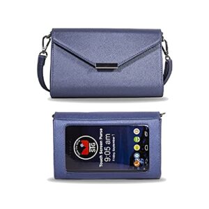 save the girls timeless touchscreen purse smartphone purse with zippered pocket and ten credit card slots (dazzling blue)