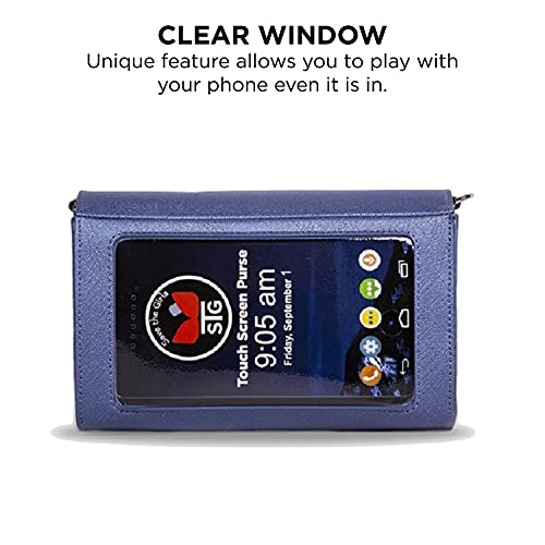 Save the Girls Timeless Touchscreen Purse Smartphone Purse with Zippered Pocket and Ten Credit Card Slots (Dazzling Blue)