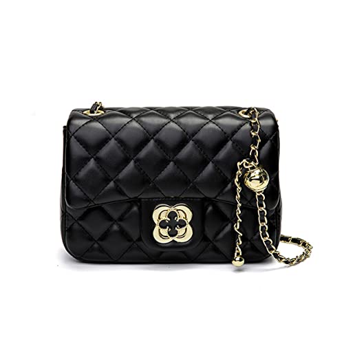 YXBQueen Fashion Bags for Women Black Leather Crossbody Bags Quilted Purse Shoulder Bag