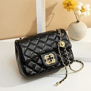 YXBQueen Fashion Bags for Women Black Leather Crossbody Bags Quilted Purse Shoulder Bag