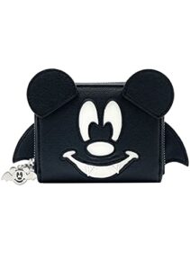 loungefly x lasr exclusive disney mickey bat zip wallet – black – fashion accessory cute wallet halloween bats goth festival rave