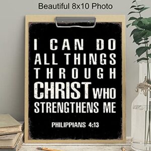 Religious Christian Wall Art & Decor - Catholic Gifts for Men - Scripture Wall Art - Jesus Wall Decor - Bible Verses Wall Decor - Inspirational Spiritual Gifts - I Can Do All Things Through Christ