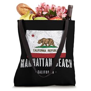 MANHATTAN BEACH California | Cali City Souvenir, CA Flag Top Tote Bag