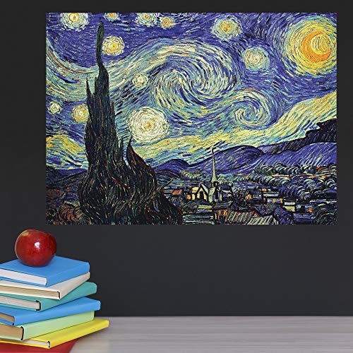 Palace Learning 3 Pack - Mona Lisa Poster by Leonardo Da Vinci + Starry Night & Over The Rhone by Vincent Van Gogh - Fine Art Prints (Laminated, 18" x 24")