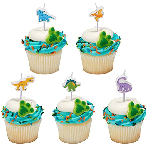 Bakery Crafts Dinosaur Shaped Birthday Cake Cupcake Candles - 5 pc