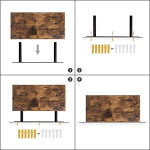 HOOBRO Floating Shelves, Wall Shelf Set of 4, 15.7 inch and 23.6 inch Hanging Shelves with Invisible Brackets Bundle, for Bathroom, Bedroom, Kitchen, Office, Living Room, Rustic Brown BF40BJ-60BJ01