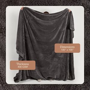 UnHide Cuddle Puddle - Faux Fur Blanket - Oversized, Lightweight, Extra Soft Blanket - Machine Washable - Add a Layer of Softness to Any Bed or Couch - 100” x 100” - Charcoal Charlie