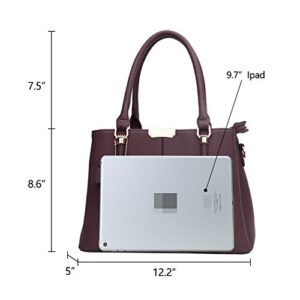 KKXIU 3 Zippered Compartments Purses and Handbags for Women Top Handle Satchel Shoulder Ladies Bags (A-Wine)