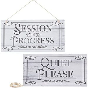 stockroom plus hanging door sign for therapist, quiet please session in progress (5 x 10 in, 2 pack)