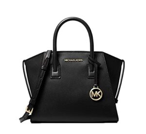 michael michael kors avril small logo top-zip satchel – black