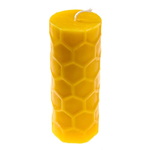 Alternative Imagination 100% Pure Beeswax Pillar Candle (2x6 Inch), 60 Hour, Honeycomb Design, Hand-Poured, Made in USA