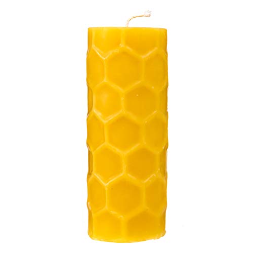 Alternative Imagination 100% Pure Beeswax Pillar Candle (2x6 Inch), 60 Hour, Honeycomb Design, Hand-Poured, Made in USA