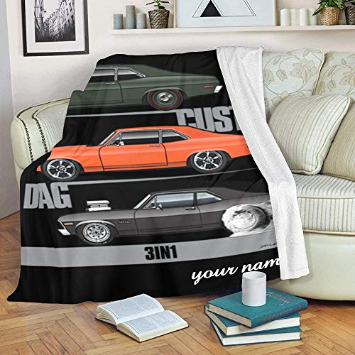 CUXWEOT Personalized Blanket Custom Text Name Car Soft Fleece Throw Blanket for Gifts (50 X 60 inches)