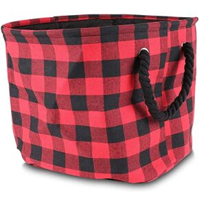 okuna outpost foldable storage bin with rope handles, buffalo plaid (16 x 10 x 12 in)