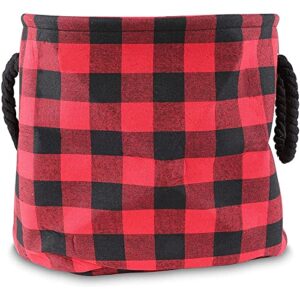 Okuna Outpost Foldable Storage Bin with Rope Handles, Buffalo Plaid (16 x 10 x 12 in)