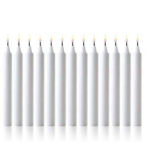 White Taper Candles - Set of 120 Dripless Chime Candles - 4 inch Tall, 1/2 inch Thick - 1.5 Hour Clean Burning