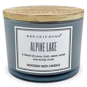 red leaf home | alpine lake candle | large | aromatherapy | wooden wick collection | 14oz jar