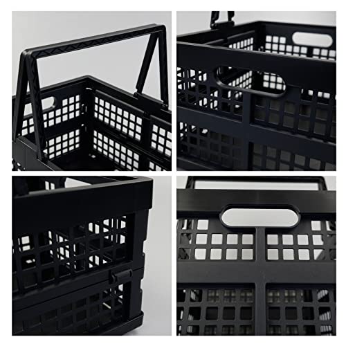 Ortodayes 2 Pack Folding Plastic Crate, Collapsible Shopping Basket with Handles