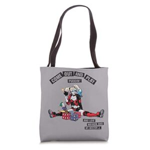 harley quinn come out and play tote bag