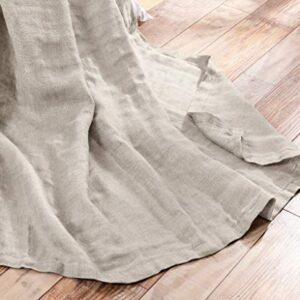 Brussels Super Soft Lightweight Pre-Washed Belgian Flax Linen Reversible Throw Blanket, 50" x 70" - Natural Linen Color