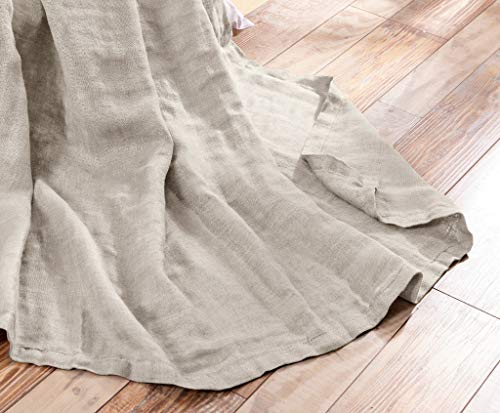 Brussels Super Soft Lightweight Pre-Washed Belgian Flax Linen Reversible Throw Blanket, 50" x 70" - Natural Linen Color