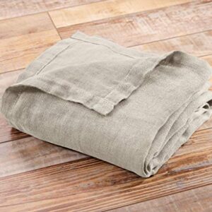 Brussels Super Soft Lightweight Pre-Washed Belgian Flax Linen Reversible Throw Blanket, 50" x 70" - Natural Linen Color